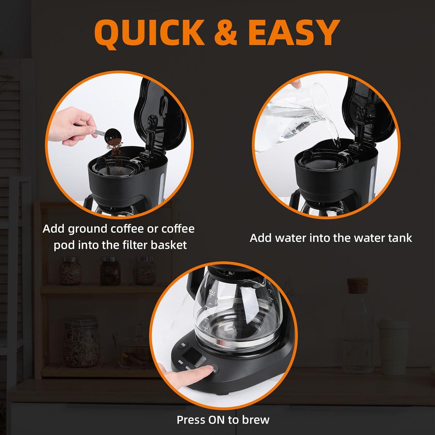 Compact Single Serve Coffee Maker, 6 to 12 Oz Brew Sizes, Quick Brew K ...